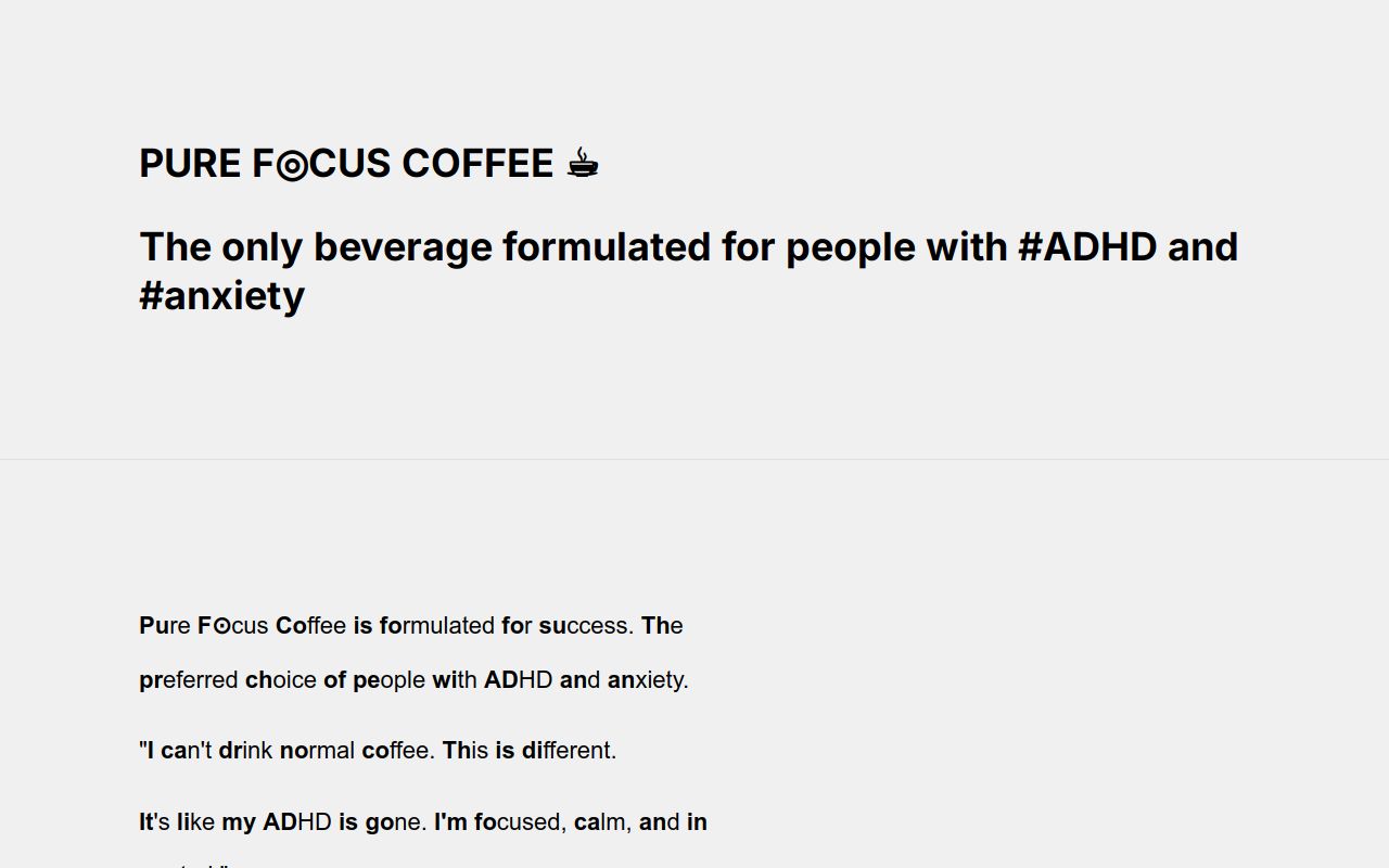 Pure Focus Coffee: formulated for success. Choice of people with ADHD ...